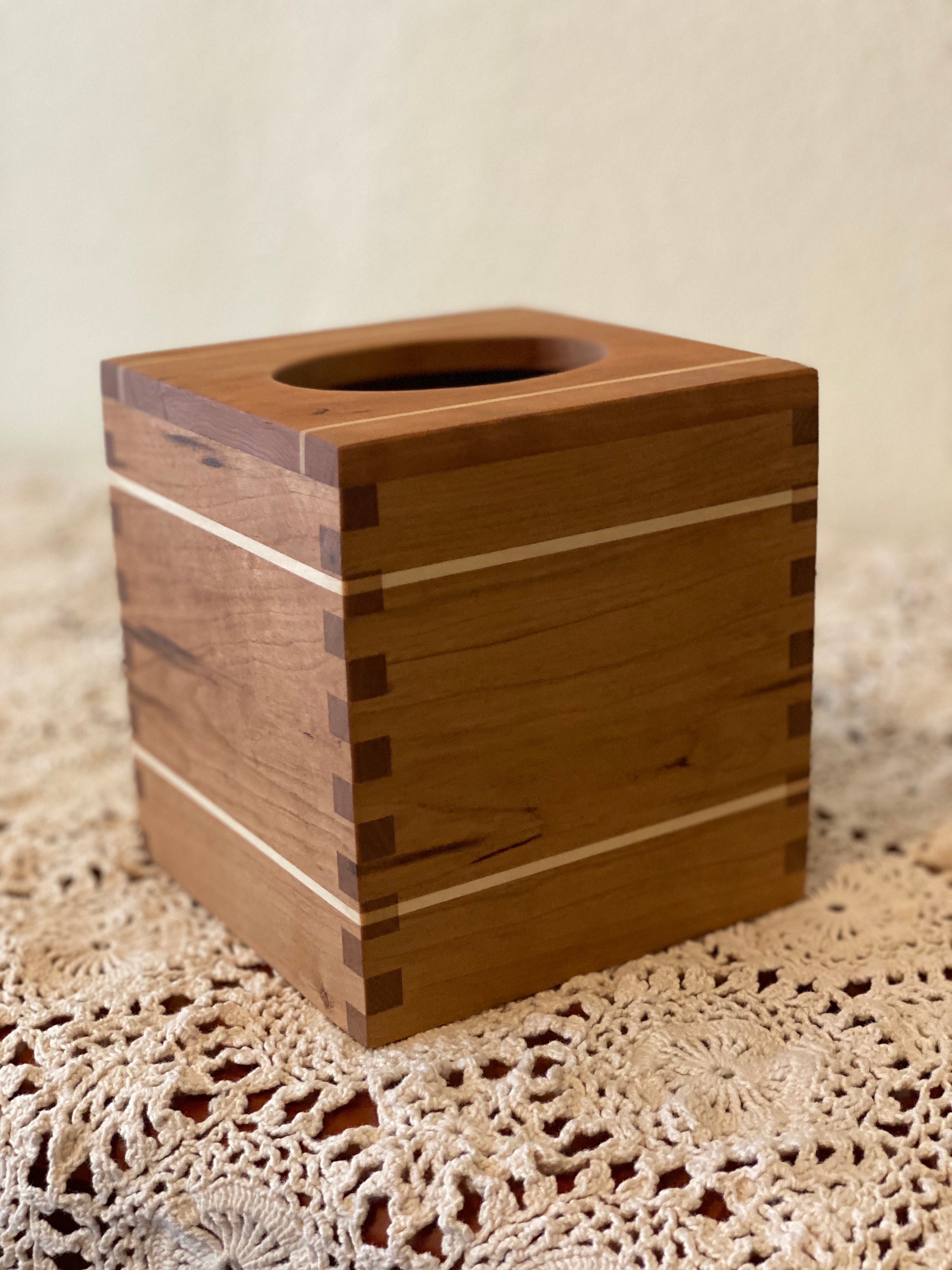 Handmade Hardwood Tissue Box Cover Made of Cherry With Maple Accent ...
