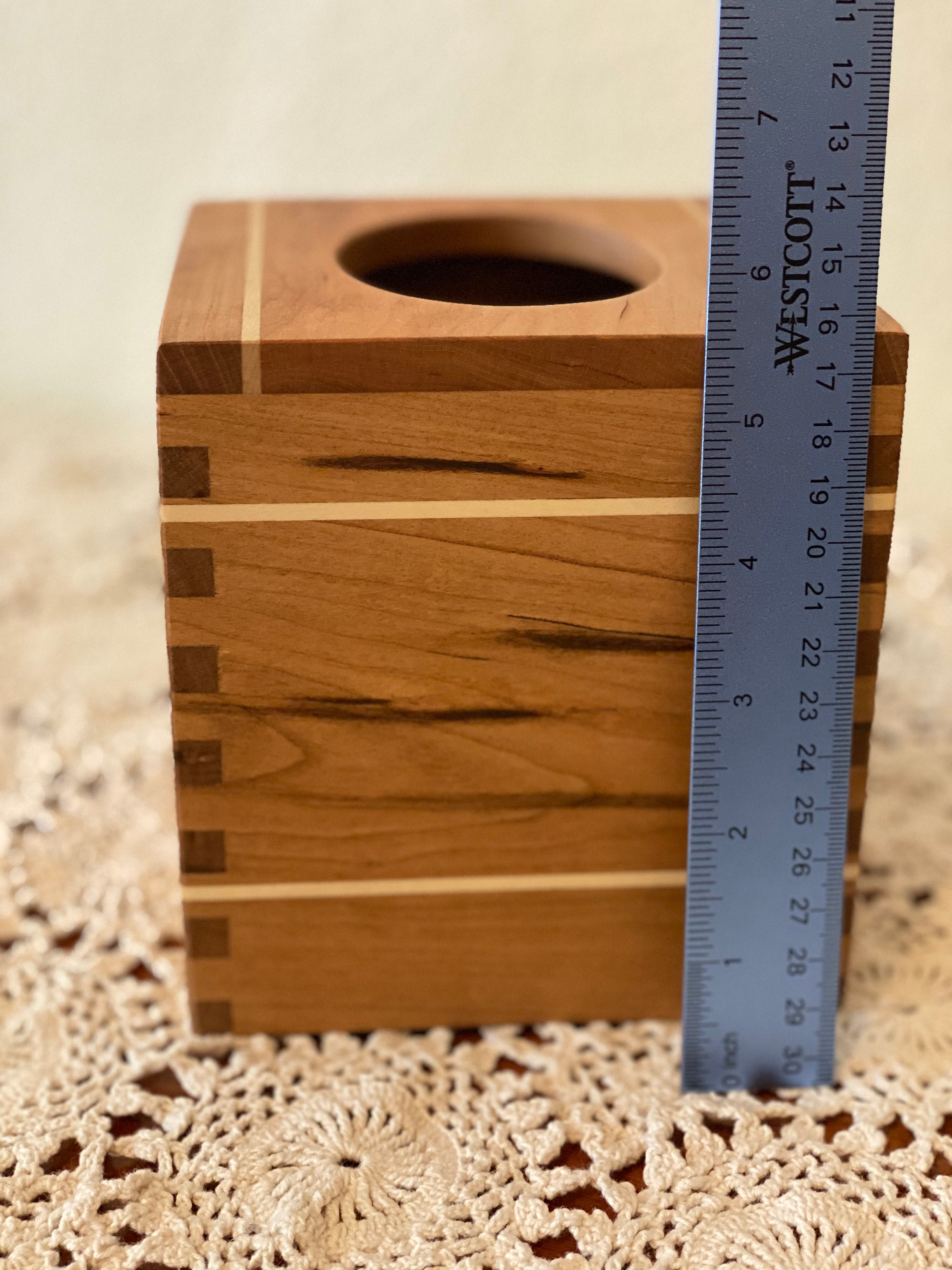 Handmade Hardwood Tissue Box Cover Made of Cherry With Maple - Etsy