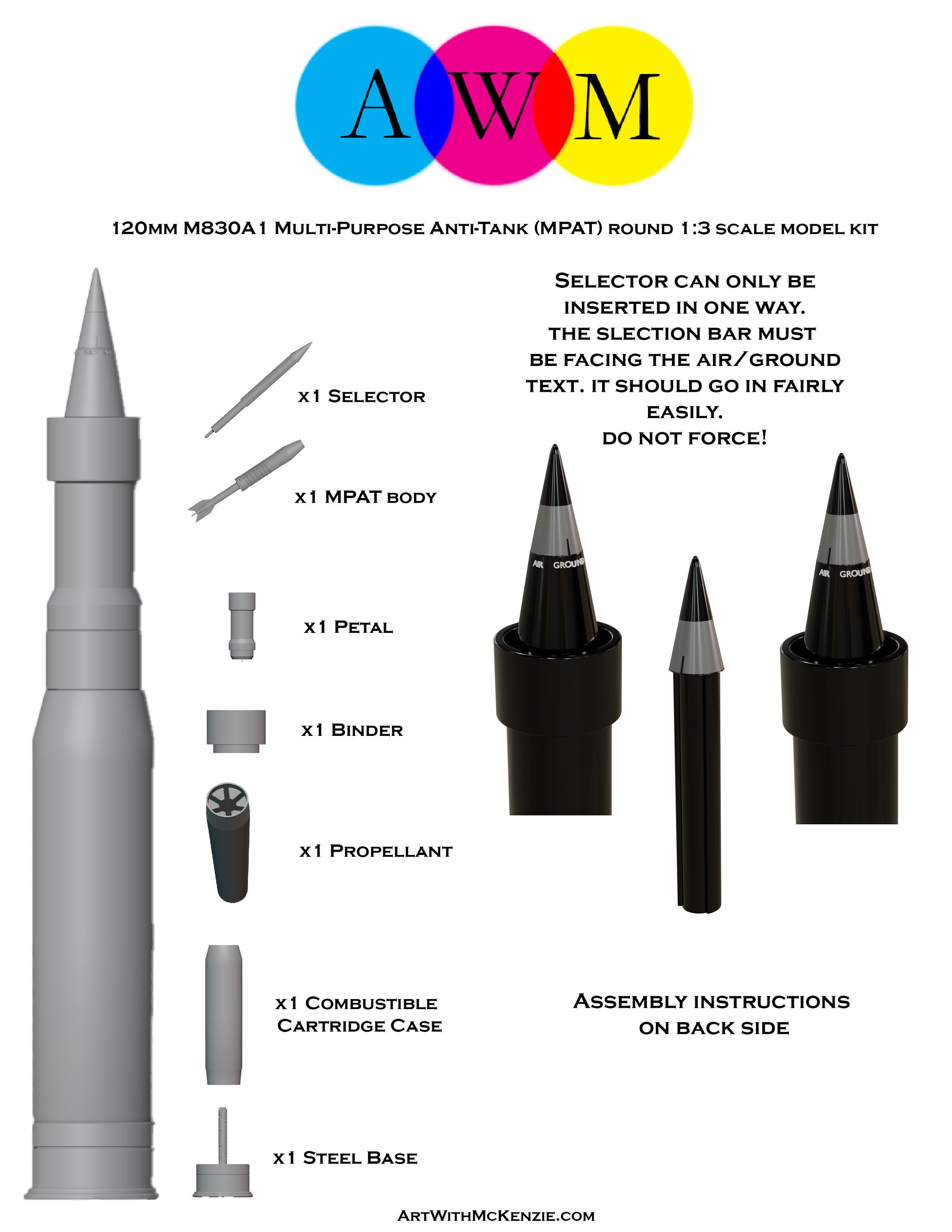 120mm M830A1 MPAT M1A2 Tank Round 1:3 Scale Model Kit - Etsy