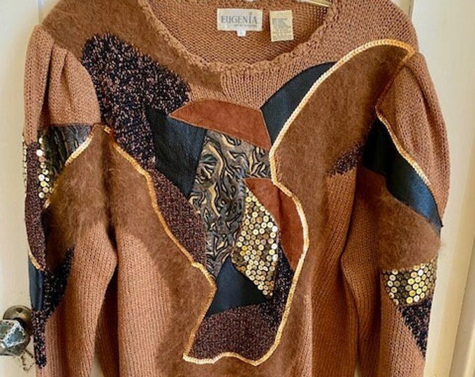 Vintage Eugenia by Angenie 80's Angora Sequin Leather Metallic ...
