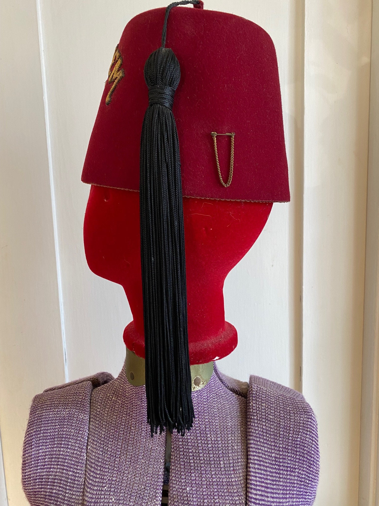 Vintage JERUSALEM SHRINER Wool Fez W Tassle Louisiana Chapter Size 7 1/ ...