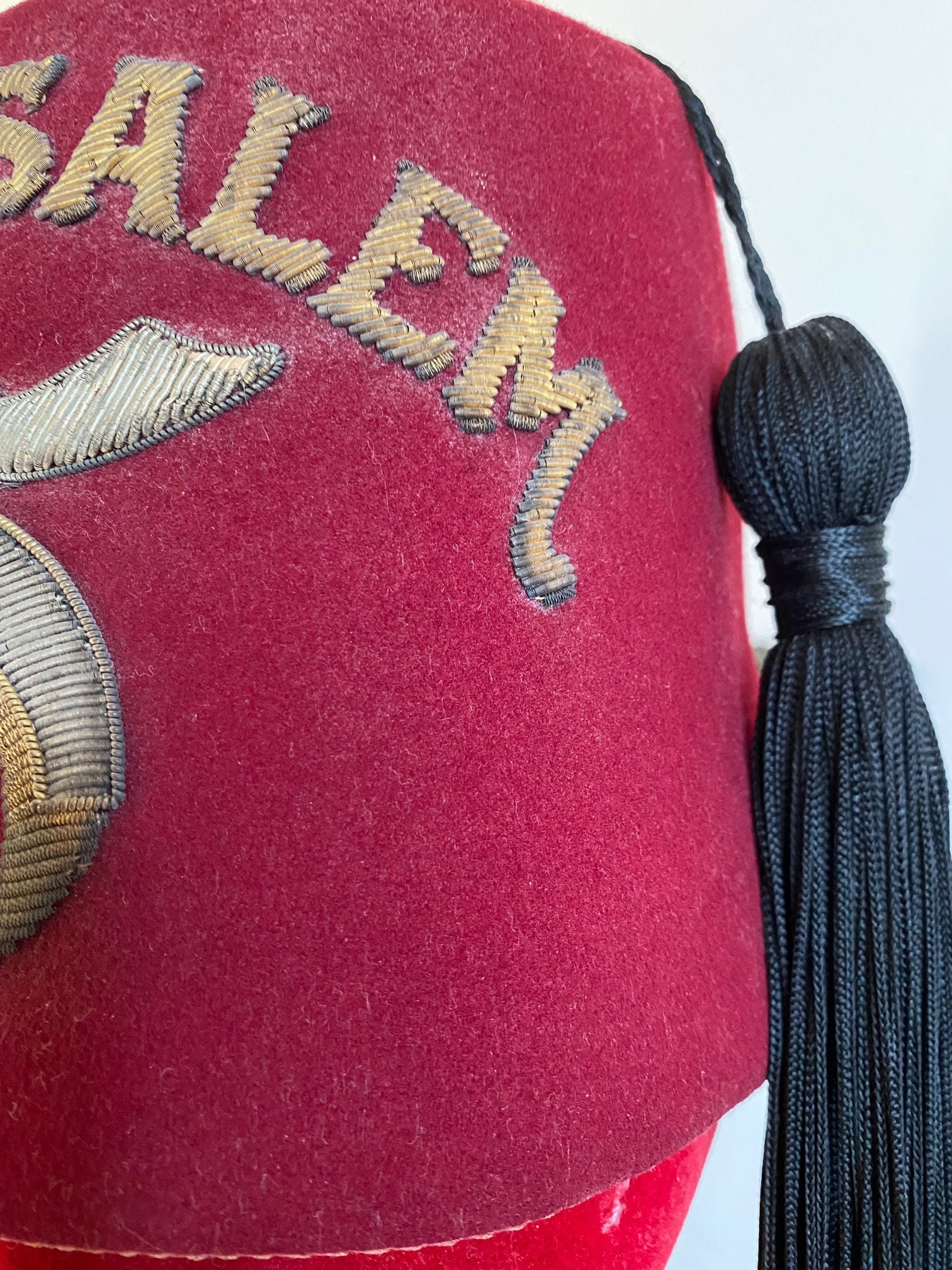 Vintage JERUSALEM SHRINER Wool Fez W Tassle Louisiana Chapter Size 7 1/ ...