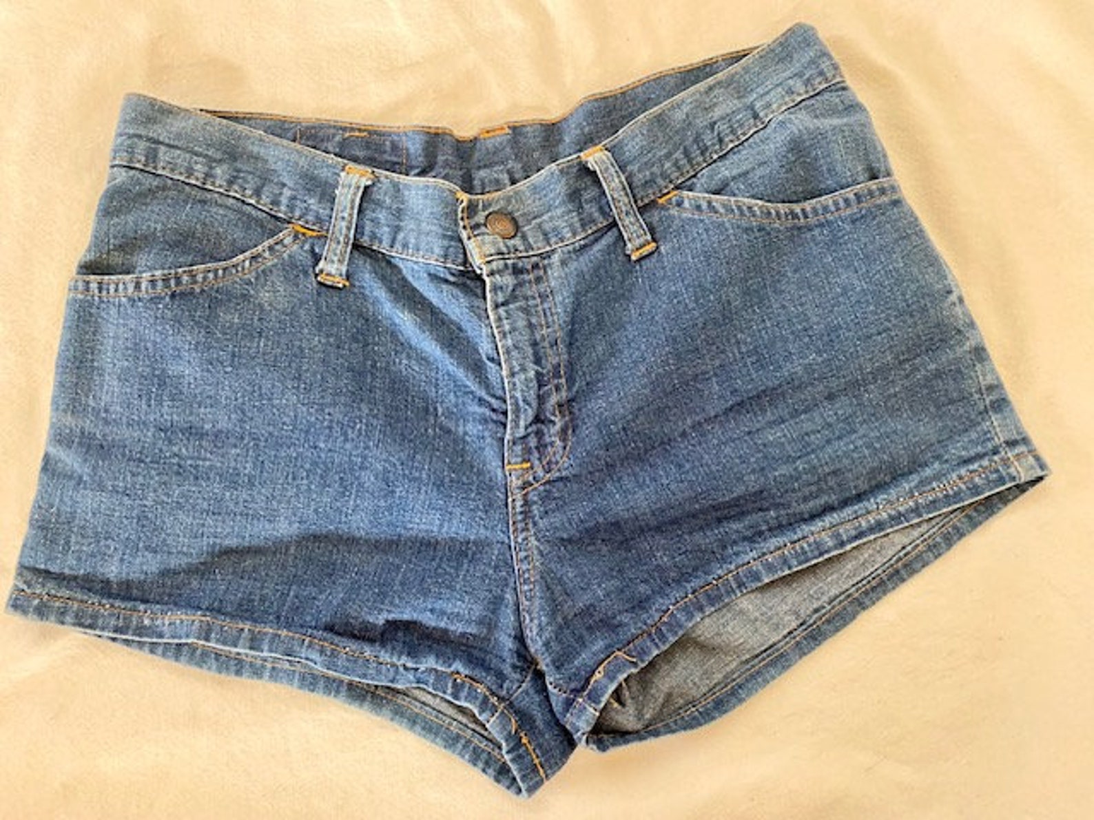 Vintage Orange Tab BIG E Levis Denim Hip Hugger Short Shorts Size 11 - Etsy