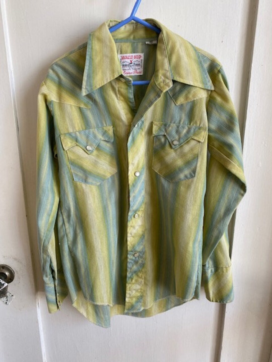 Buy Vintage WACO KID Long Tail Form Fit Kids Striped Western Shirt Size ...