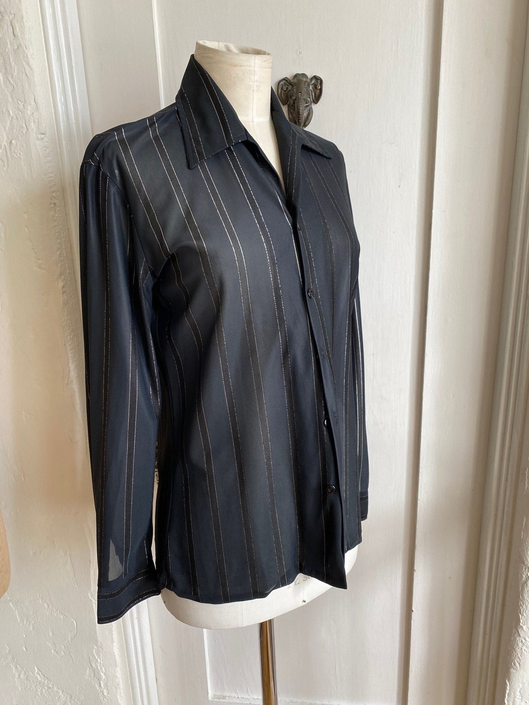 Vintage 1970's SATURDAY NIGHT FEVER Label Black W Metallic Thread Nylon ...