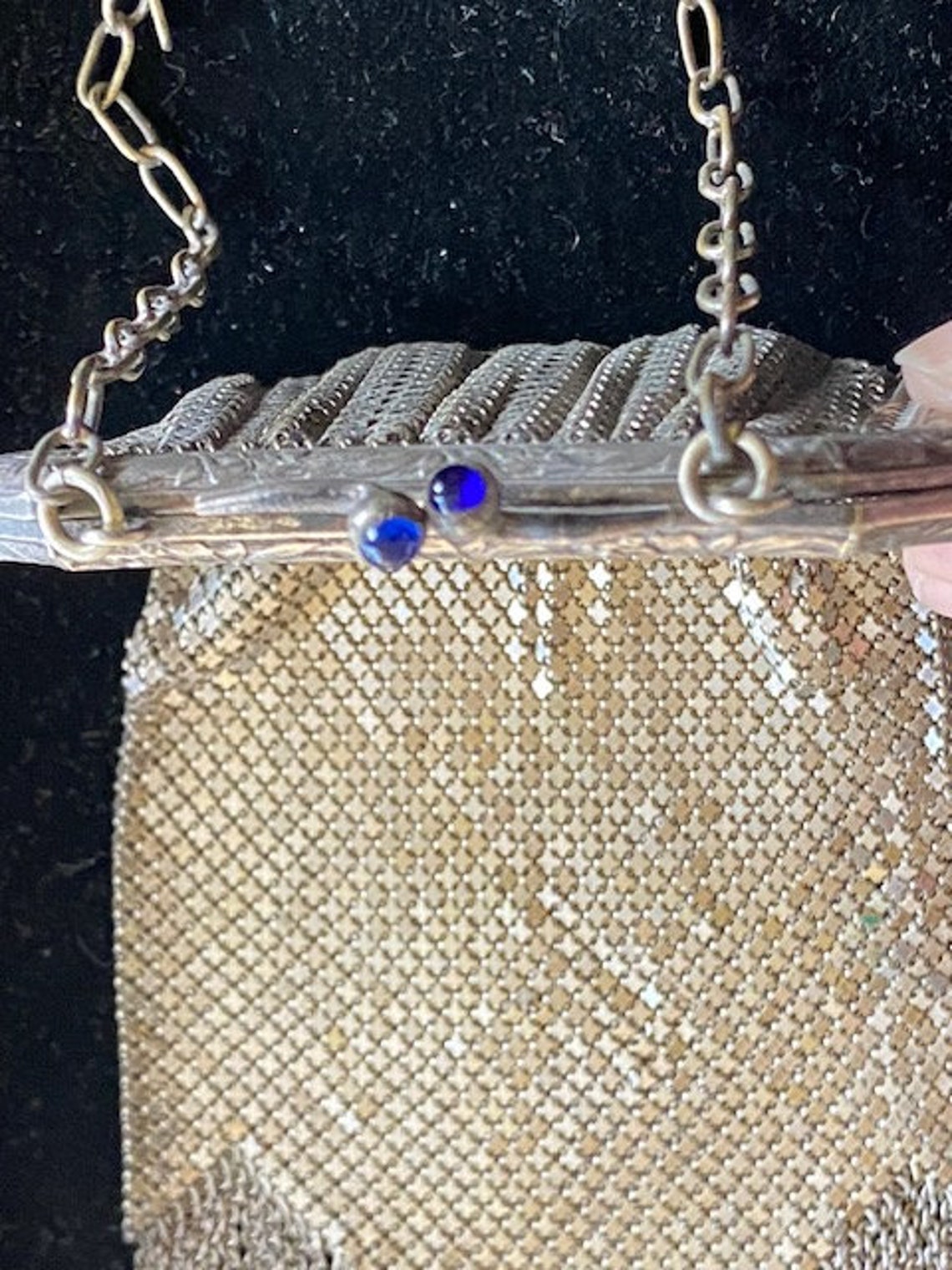 Vintage 1920s Deco Silver Mesh Purse With Blue Cabachon Stone Clasp - Etsy