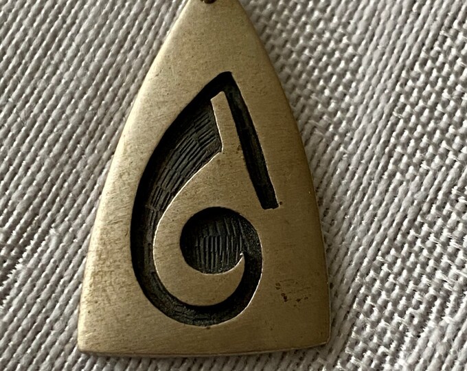 Vintage NAVAJO HOPI Silver Overlay Pendant Necklace Hallmark Signed ...