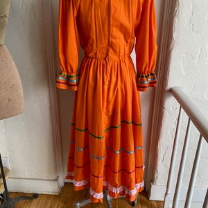 Vintage Orange Traditional Mexican Jalisco Dance Dress - Etsy