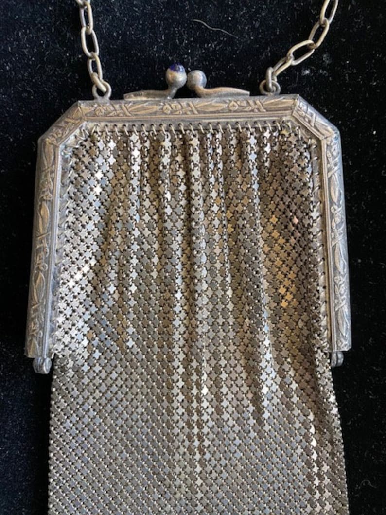 Vintage 1920s Deco Silver Mesh Purse With Blue Cabachon Stone Clasp - Etsy