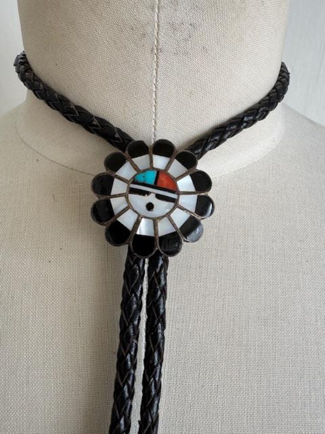 Vintage Zuni Native American Sun Face Bolo Tie - Etsy