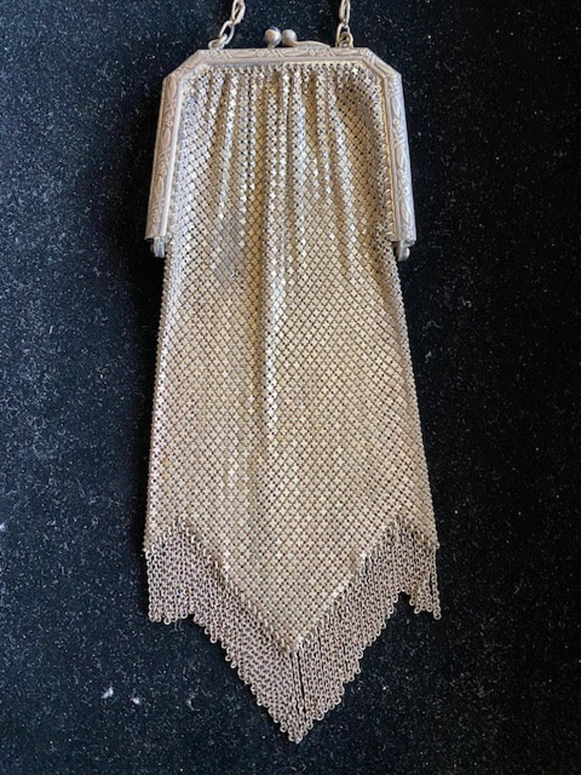 Vintage 1920s Deco Silver Mesh Purse With Blue Cabachon Stone Clasp - Etsy