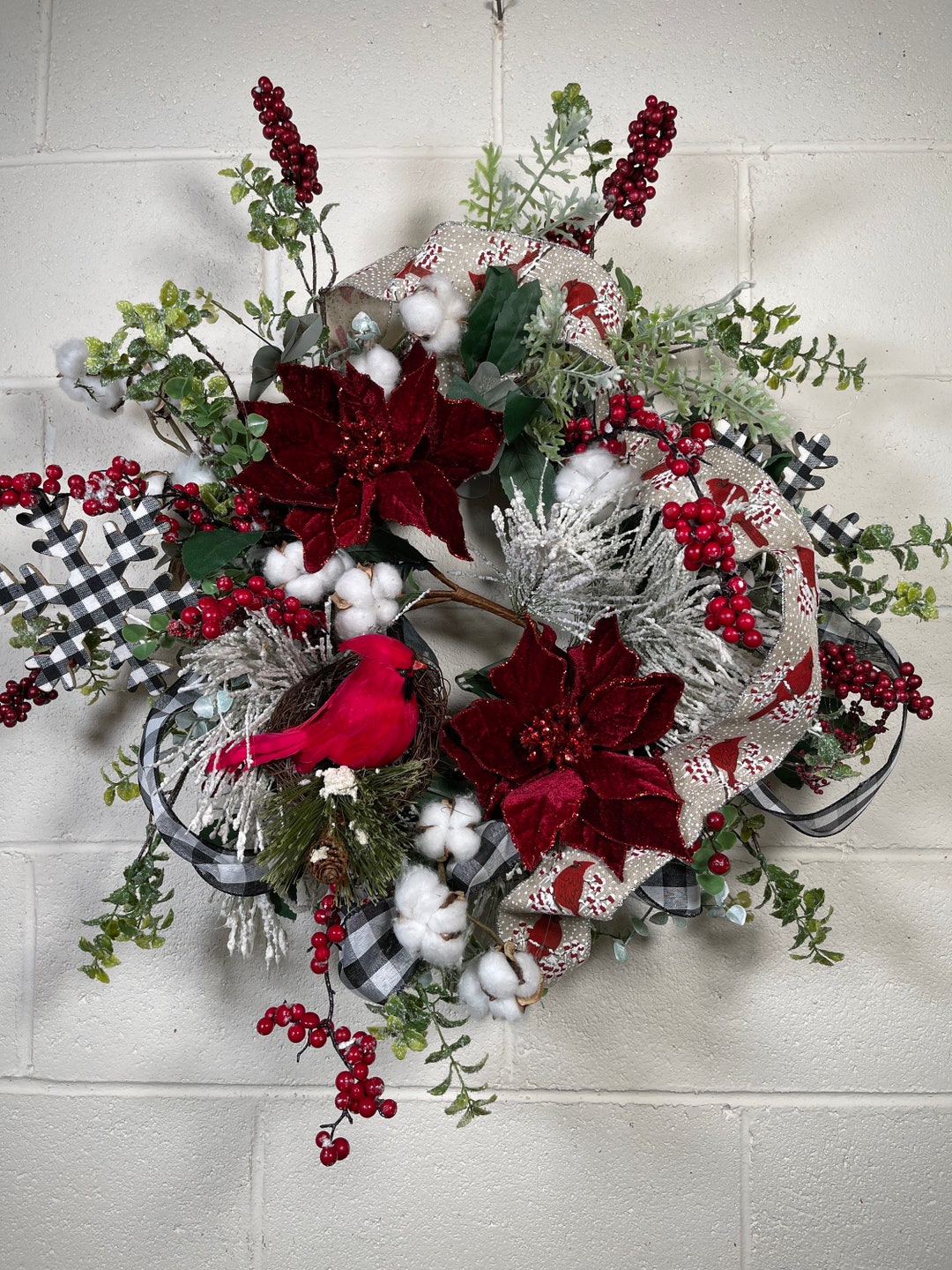 Winter Wreath for the Red Bird Lovers. Use on Your Covered Porches ...