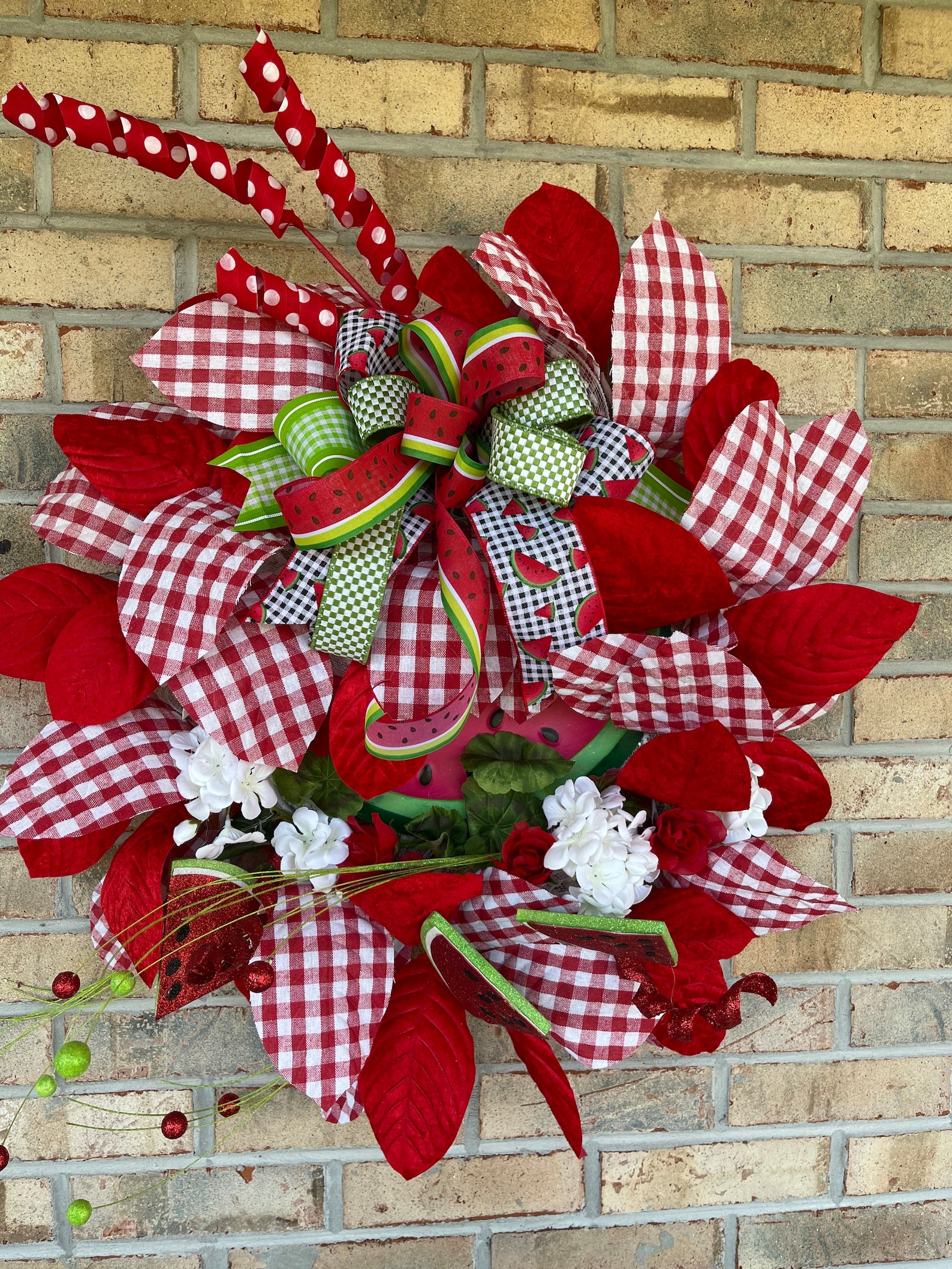 Watermelon Wreath: Farmhouse Kitchen Decor With Gingham & Hydrangeas - Etsy