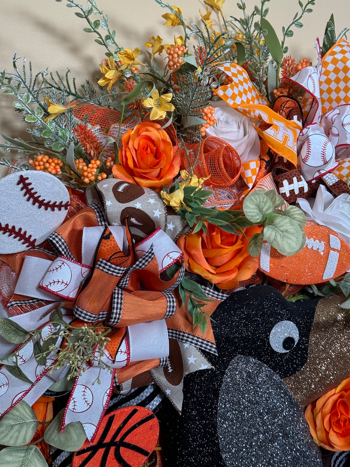 Tennessee Vols Sports Wreath: Smokey Mascot Front Door Decor - Etsy