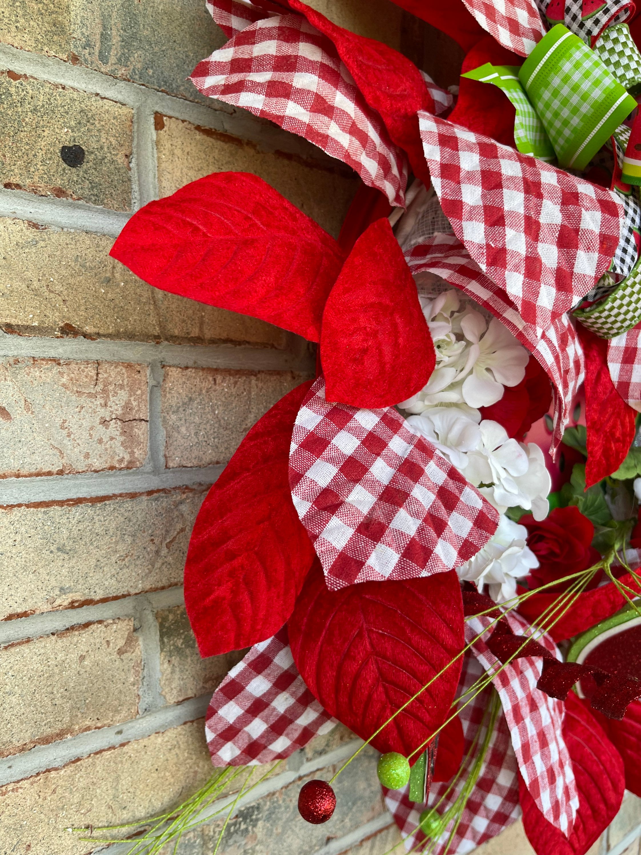 Watermelon Wreath: Farmhouse Kitchen Decor With Gingham & Hydrangeas - Etsy