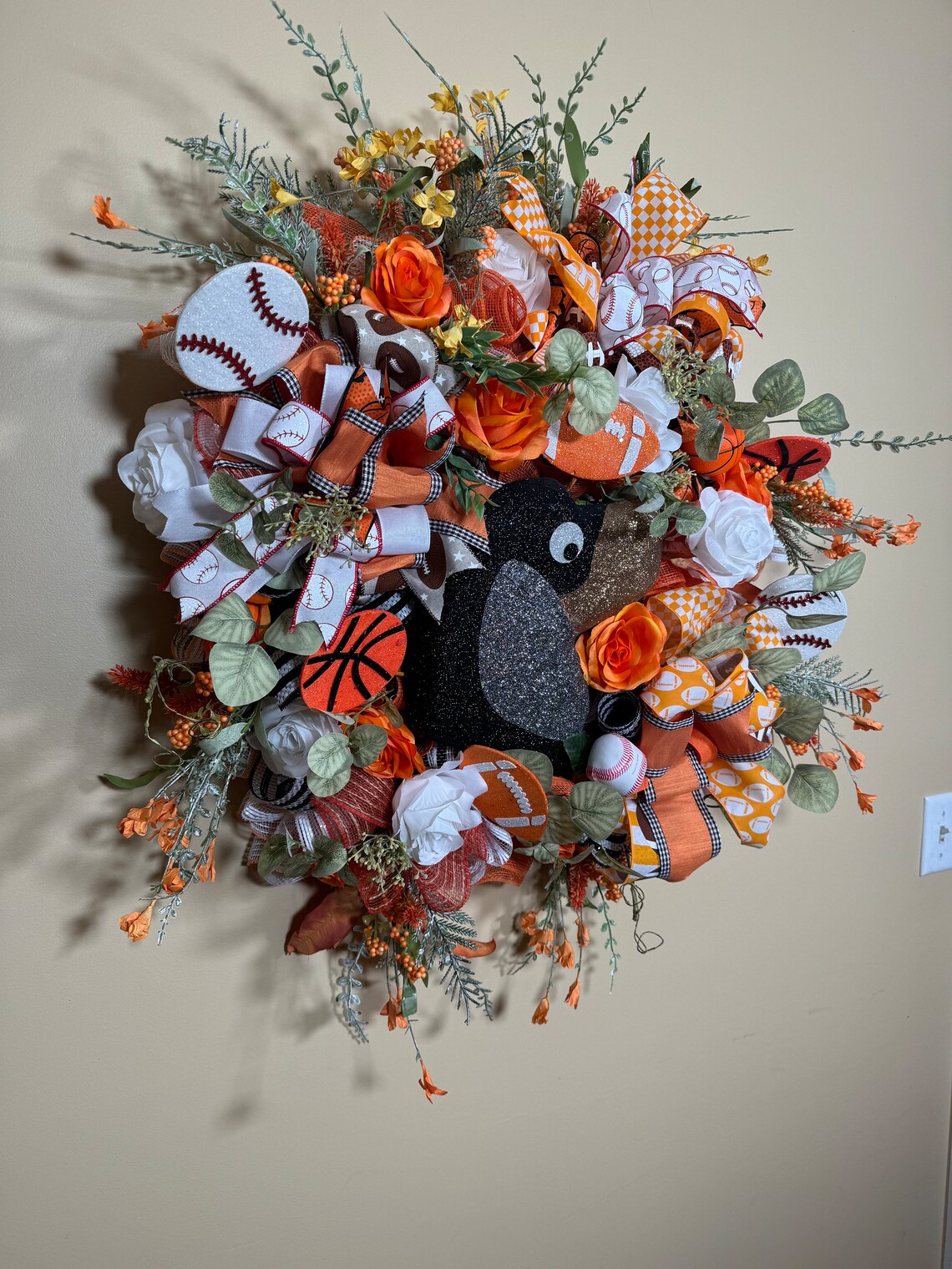 Tennessee Vols Sports Wreath: Smokey Mascot Front Door Decor - Etsy