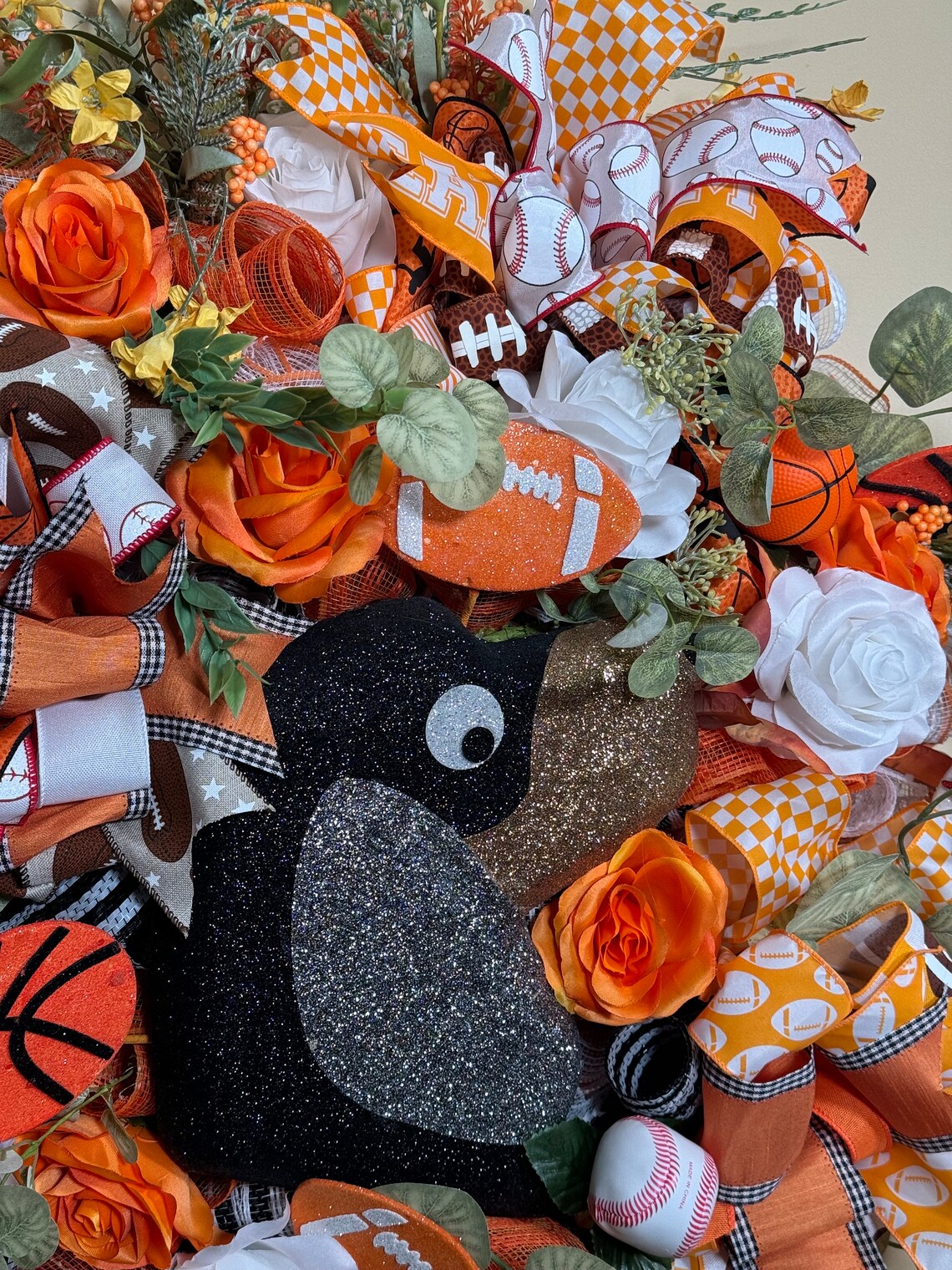 Tennessee Vols Sports Wreath: Smokey Mascot Front Door Decor - Etsy