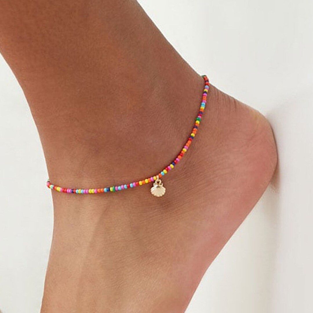 Fashionable Alloy Shell Rice Bead Anklet Colourful Beaded - Etsy