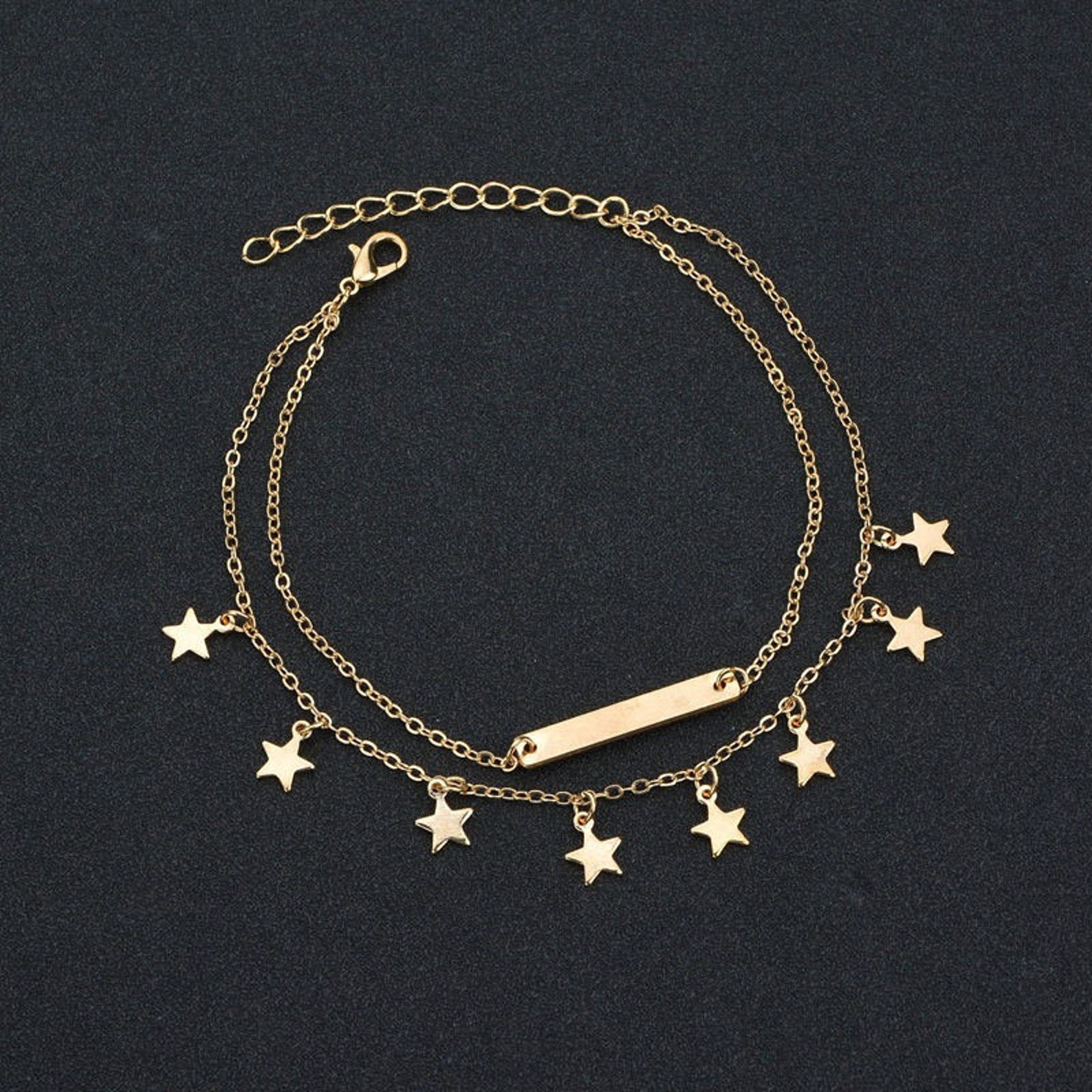 Stars Anklet Jewellery Set Double Layer Geometric Gold Plated Anklet Jewellery Wholesale Ankle ...
