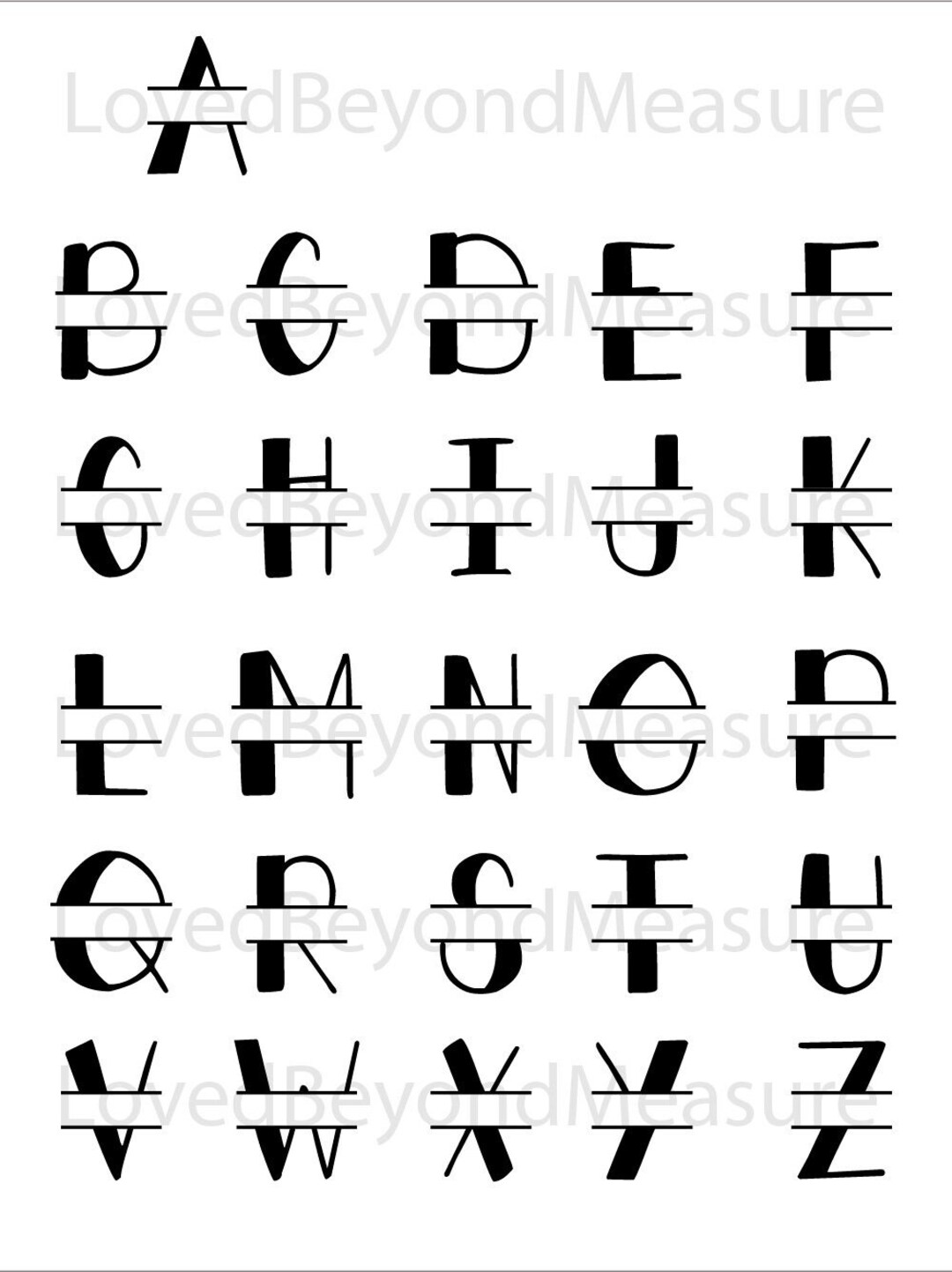 Monogram Alphabet, Split Font, for Cricut, Silhouette, Glowforge and ...