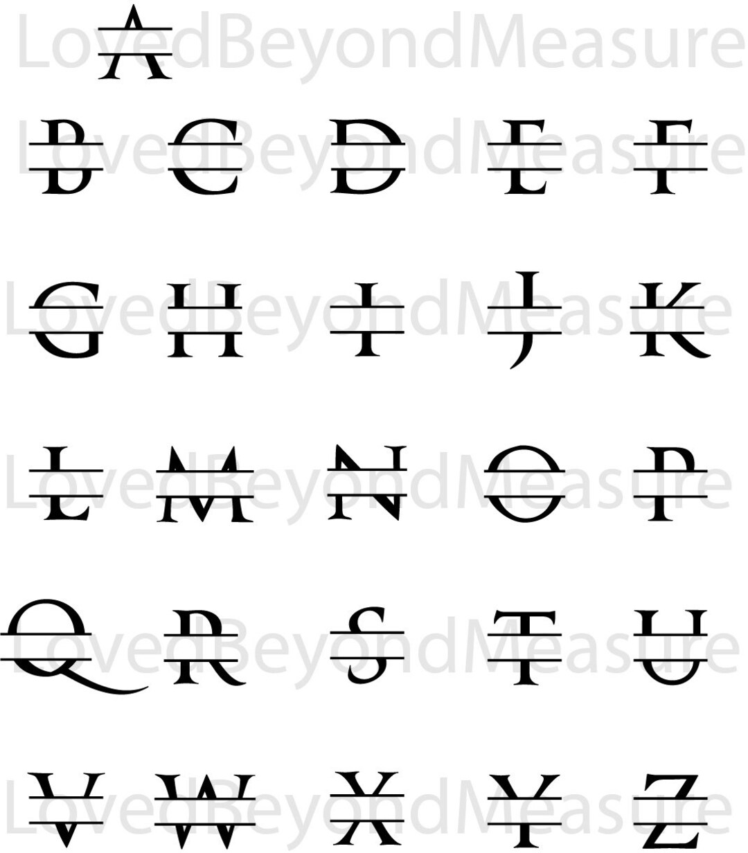 Monogram Alphabet, Split Font, for Cricut, Silhouette, Glowforge and ...