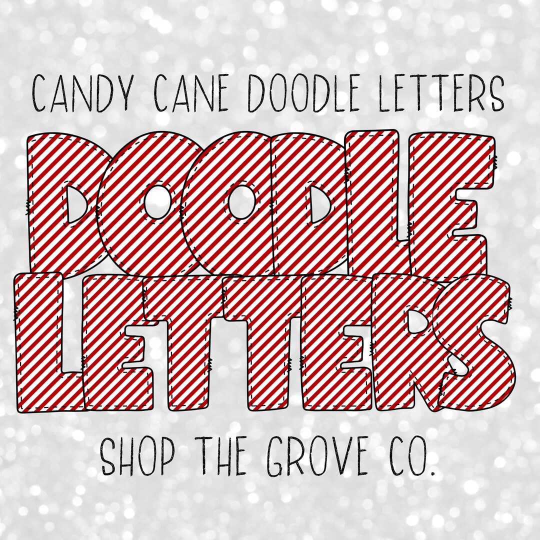 Candy Cane Stripes Doodle Alphabet PNG Instant Download Commercial Use ...