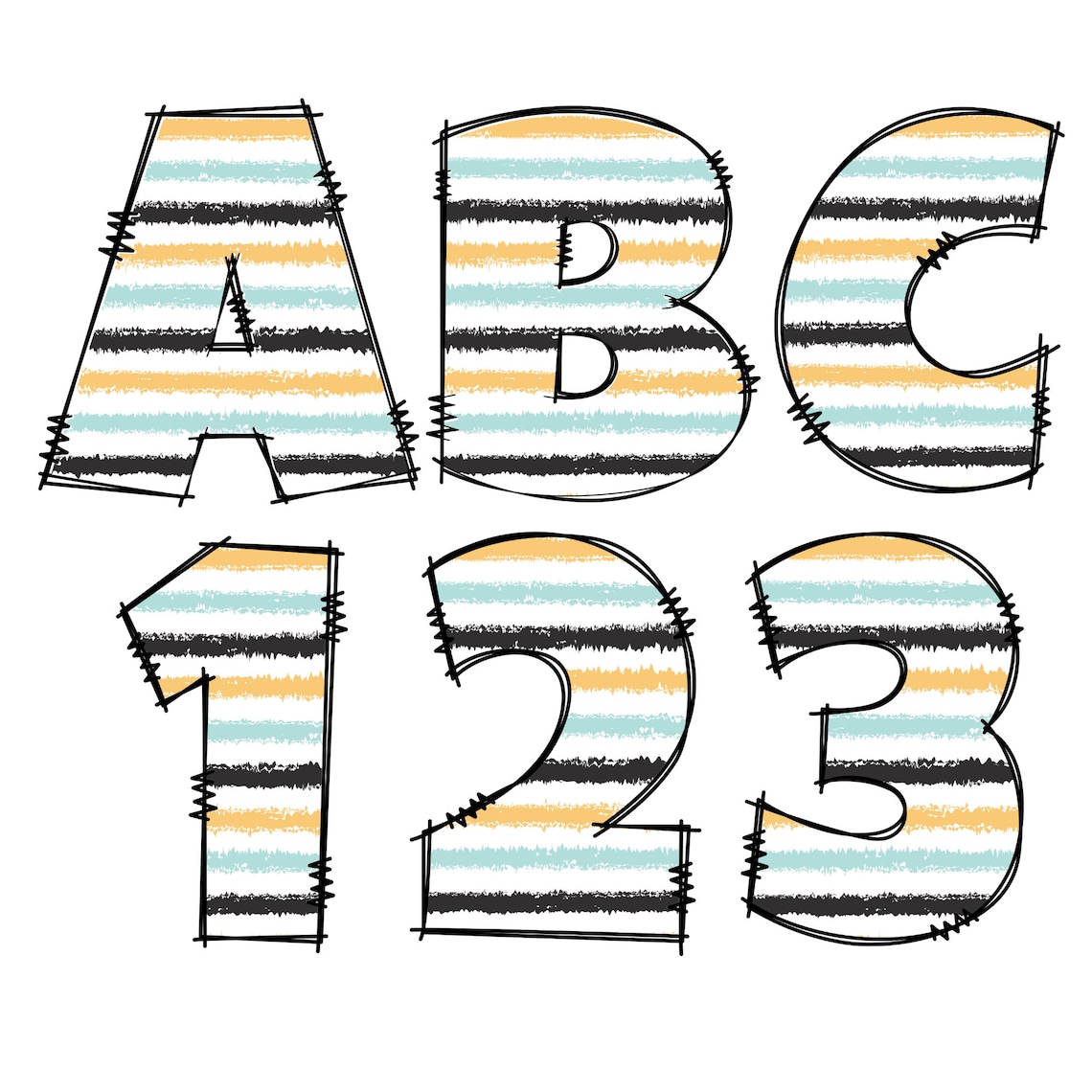 Cute Bees & Numbers PNG, Alpha Doodle, PNG Letters, Doodle Letters PNG ...