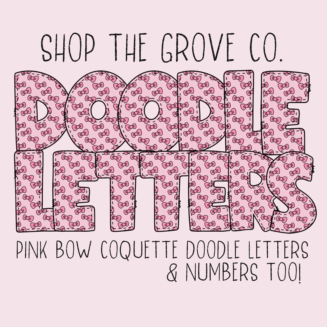 Pink Bows Coquette Doodle Alphabet PNG Instant Download Commercial Use ...