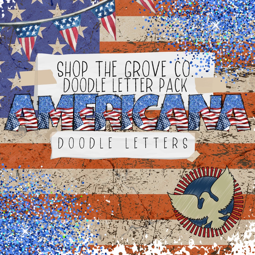 Americana Doodle Letters, Alpha Doodle, PNG Letters, Doodle Letters PNG ...