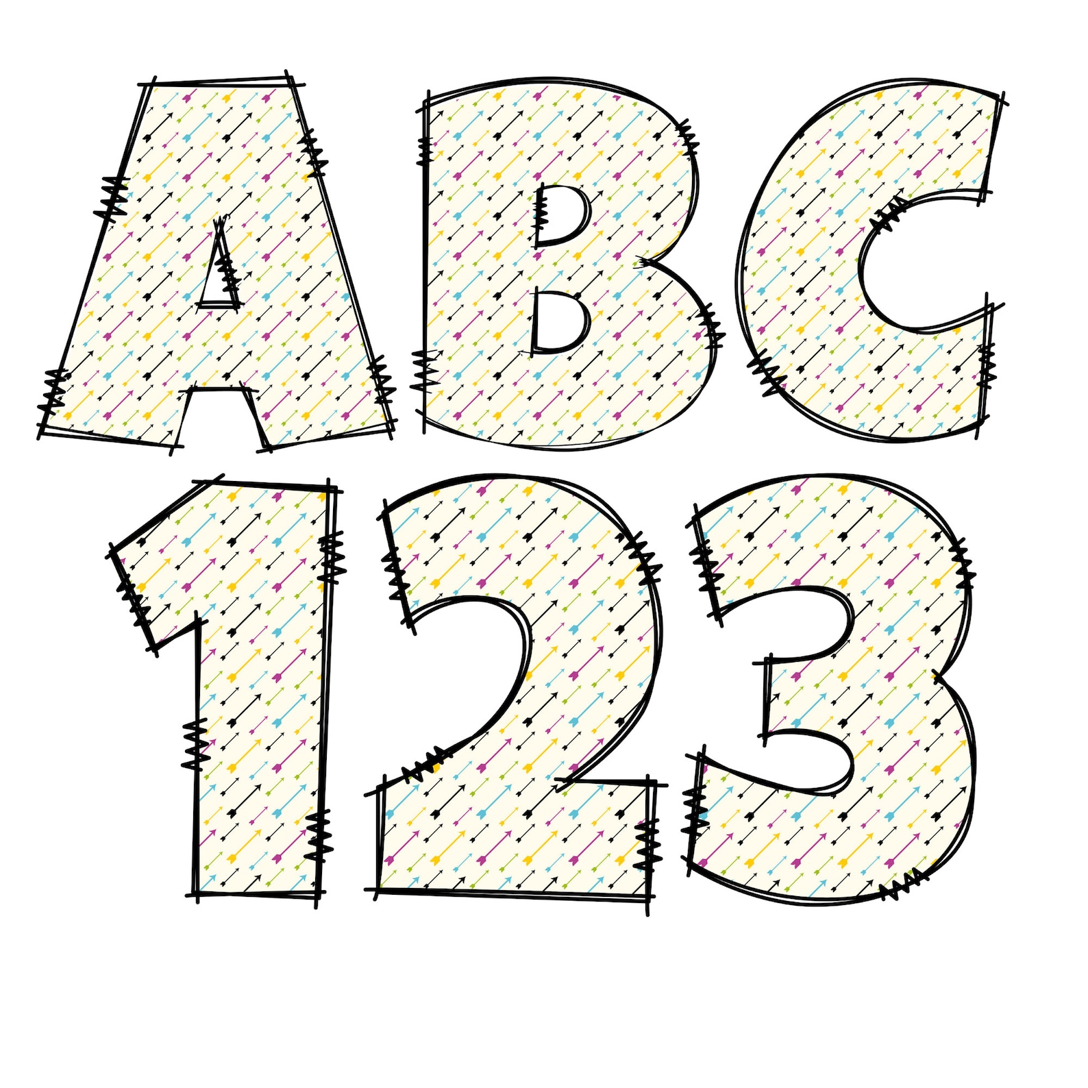 Fun and Bright Doodles, PNG, Alpha Doodle, PNG Letters, Doodle Letters ...