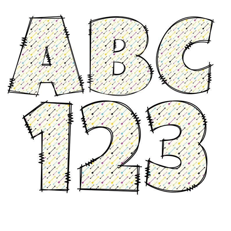 Fun and Bright Doodles, PNG, Alpha Doodle, PNG Letters, Doodle Letters ...