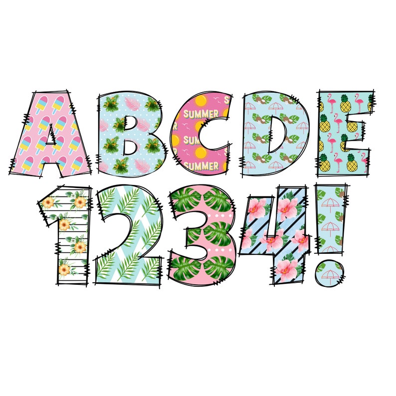 Summer Doodle Letters, Alpha Doodle, PNG Letters, Doodle Letters PNG ...