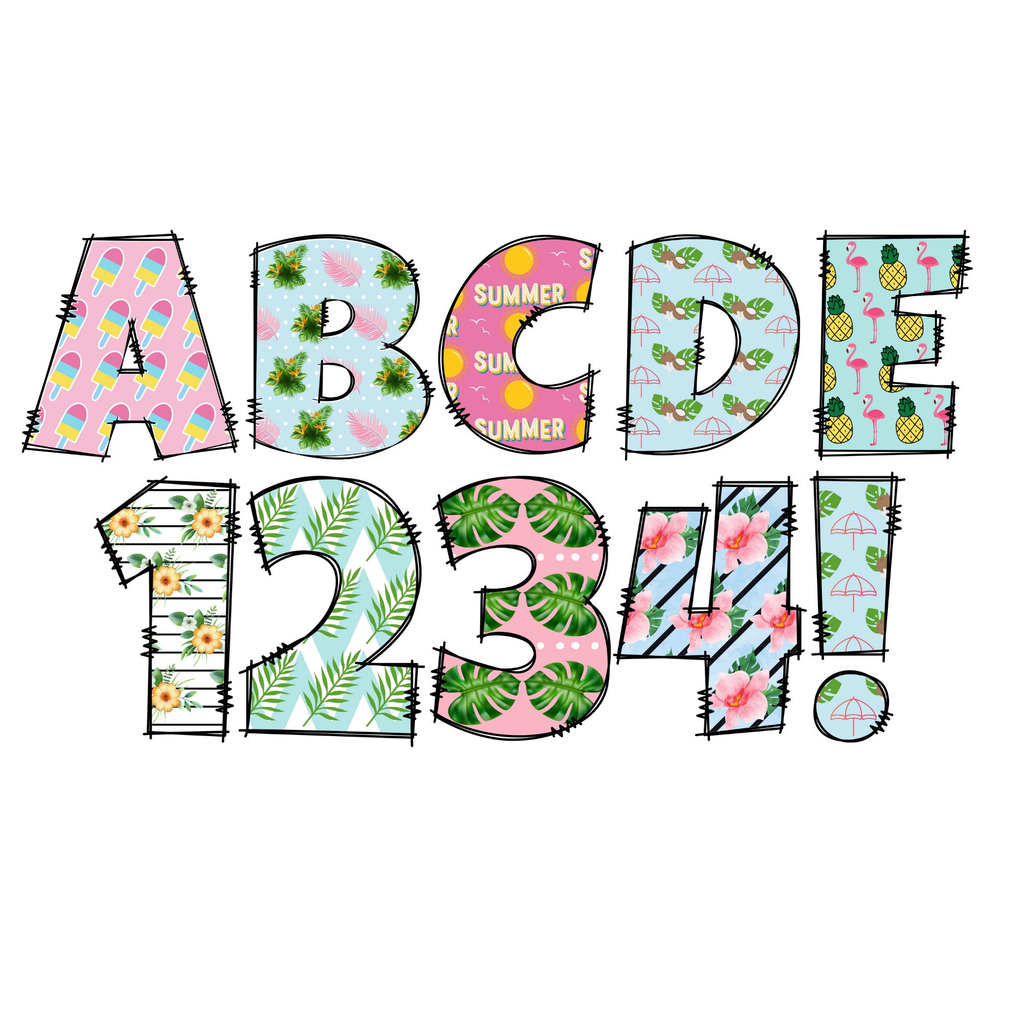 Summer Doodle Letters, Alpha Doodle, PNG Letters, Doodle Letters PNG ...