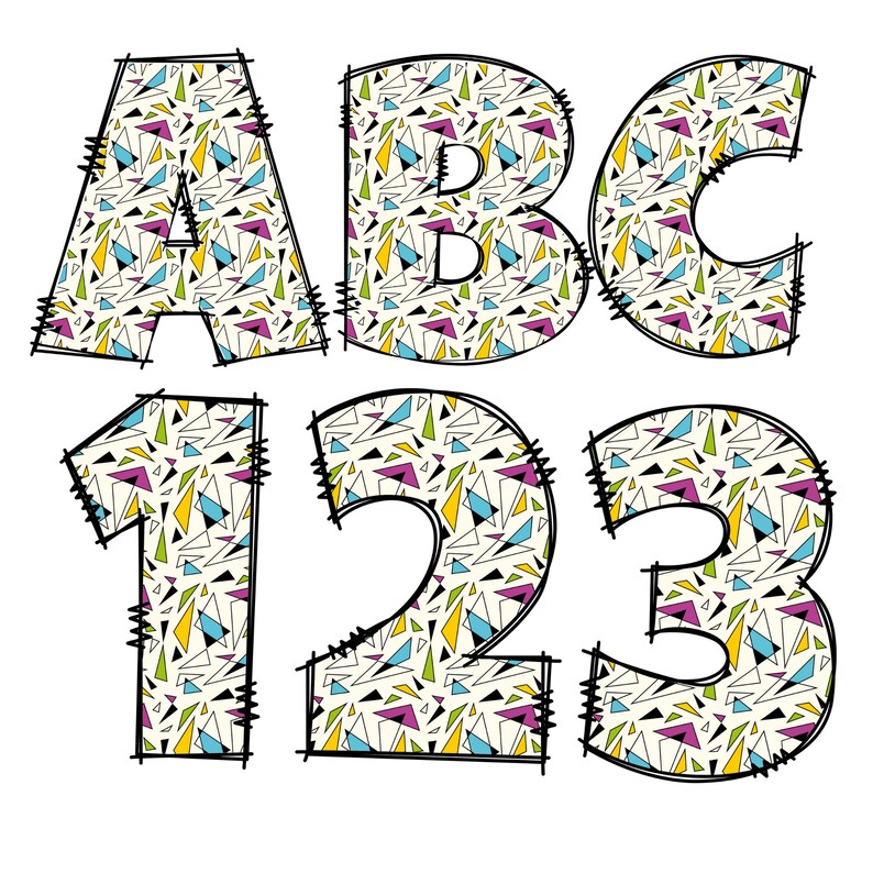 Fun and Bright Doodles, PNG, Alpha Doodle, PNG Letters, Doodle Letters ...