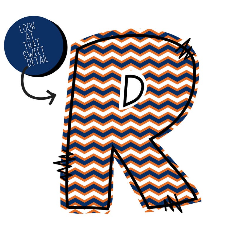 Blue and Orange Chevron Doodle Alphabet Letters With Commercial License ...