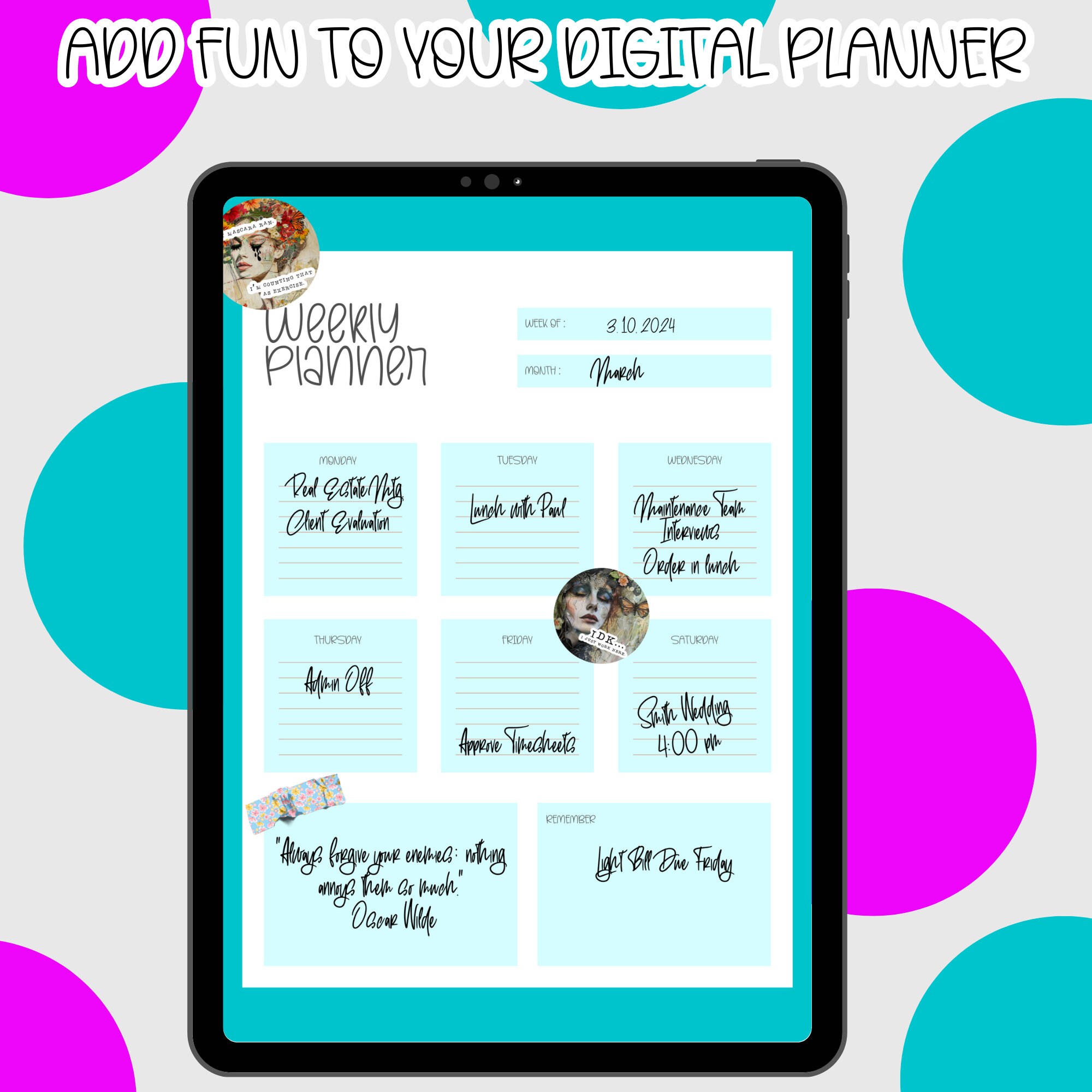 Pre-cropped Digital Planner Stickers - Sassy Women Digital Stickers ...