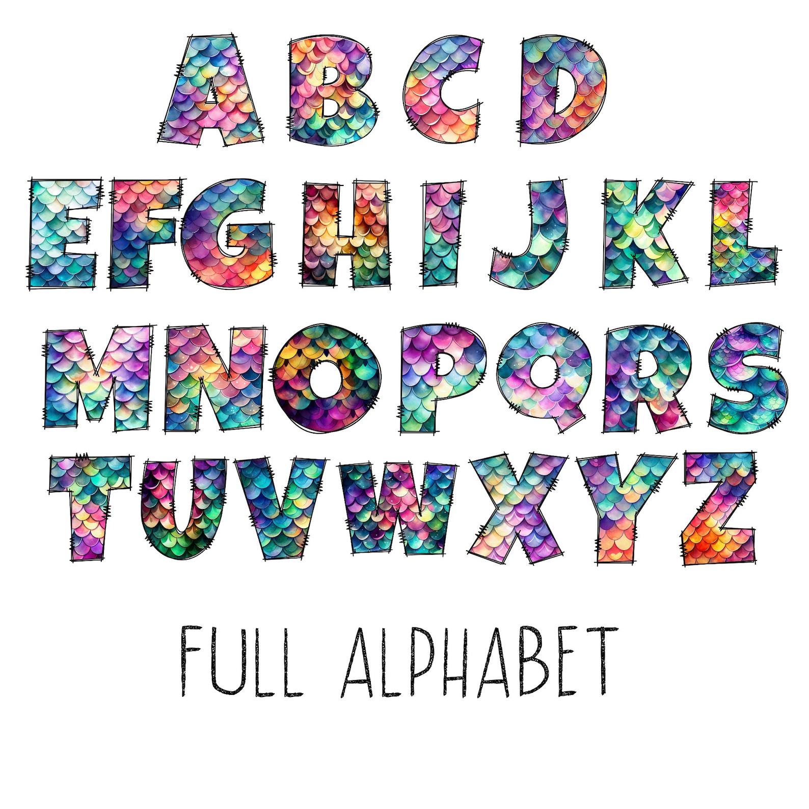 DOODLE LETTERS - Dragon Scales- Unlimited Commercial Use - Etsy