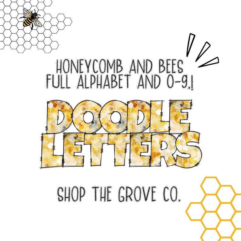 DOODLE LETTERS Honeycomb and Bees Doodle Letters Unlimited Commercial ...