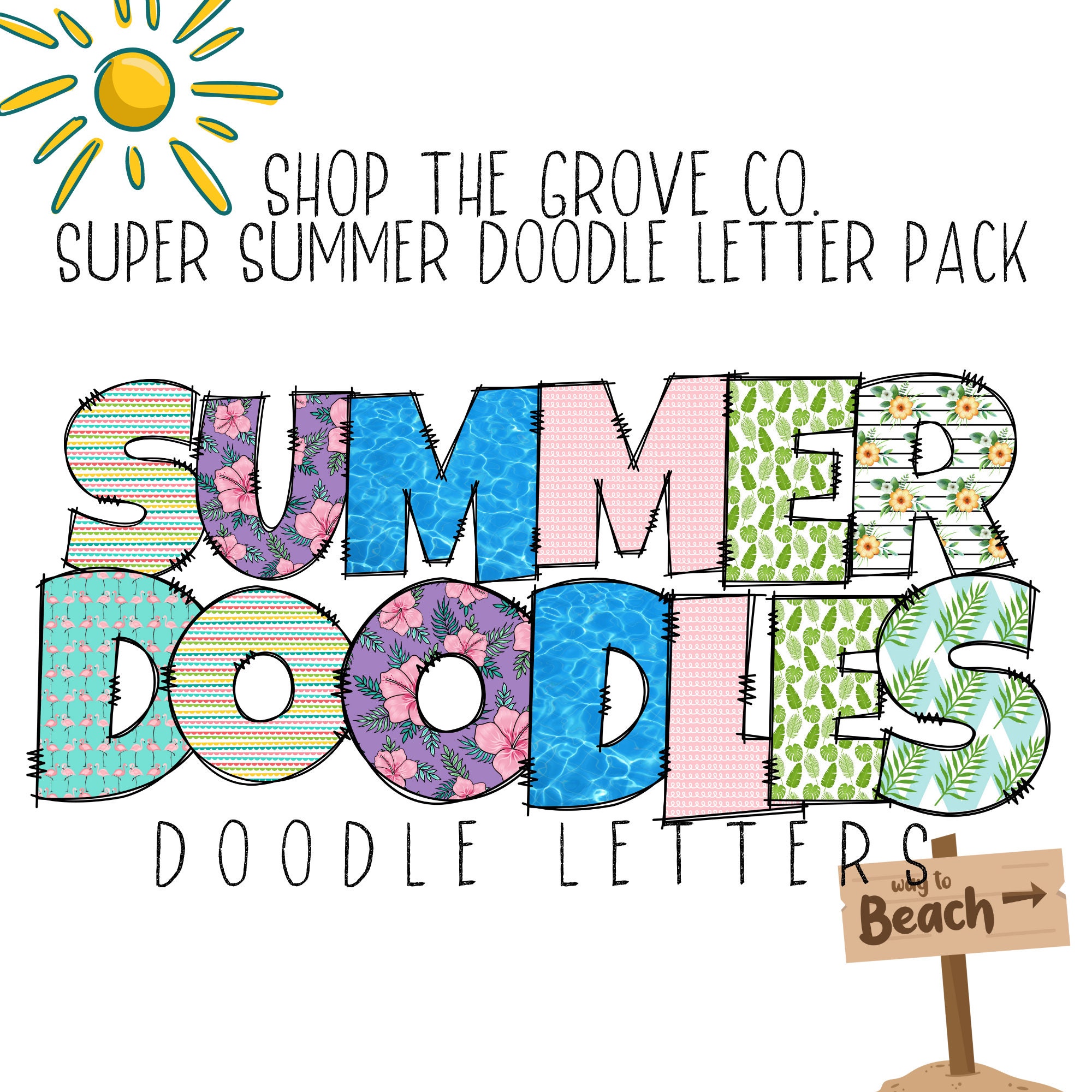 Summer Doodle Letters, Alpha Doodle, PNG Letters, Doodle Letters PNG ...