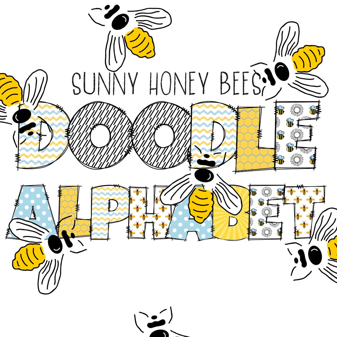 DOODLE LETTERS - Sunny Honey Bees- Unlimited Commercial Use - Etsy