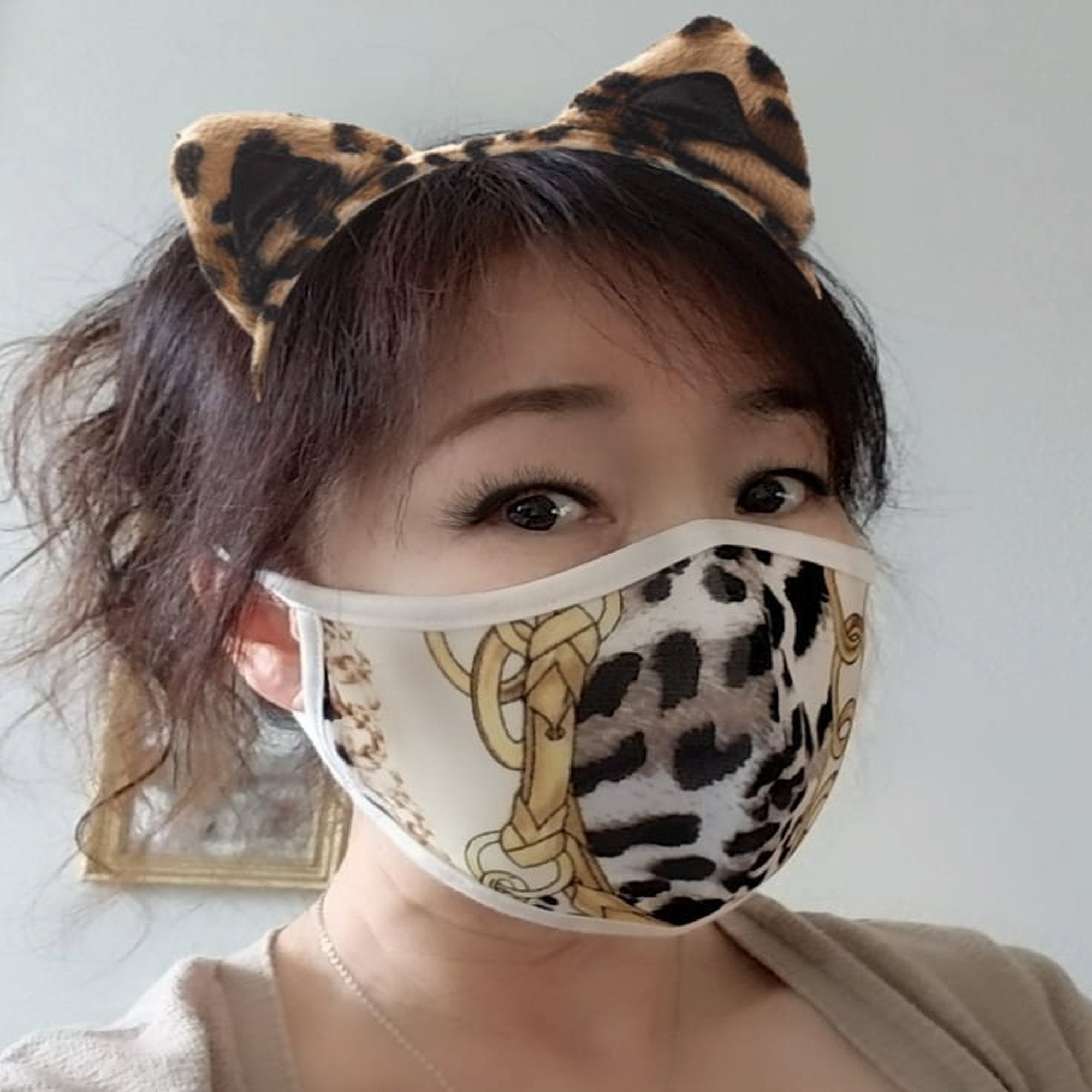 Starry Night Mask, Gold Chain/leopard Mask, Mesh Mask - Etsy