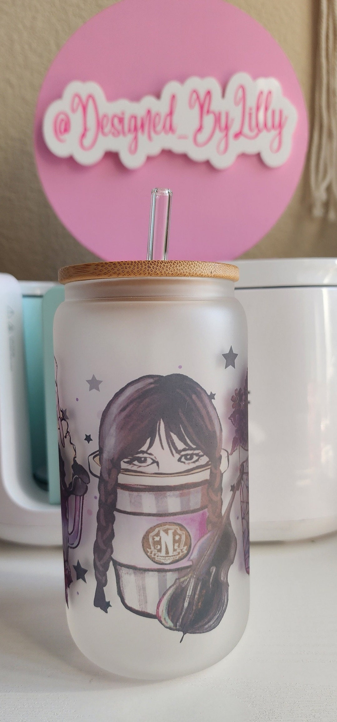 16oz Wednesday Addams Family Glass Cup - Etsy