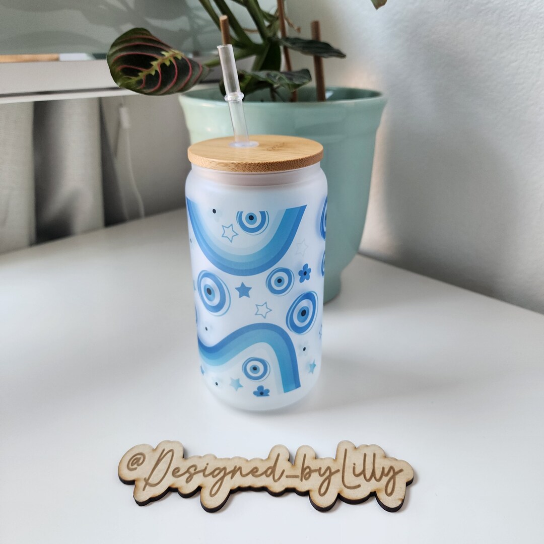 16oz Retro Groovy Mal De Ojo/evil Eye Glass Beer Can - Etsy