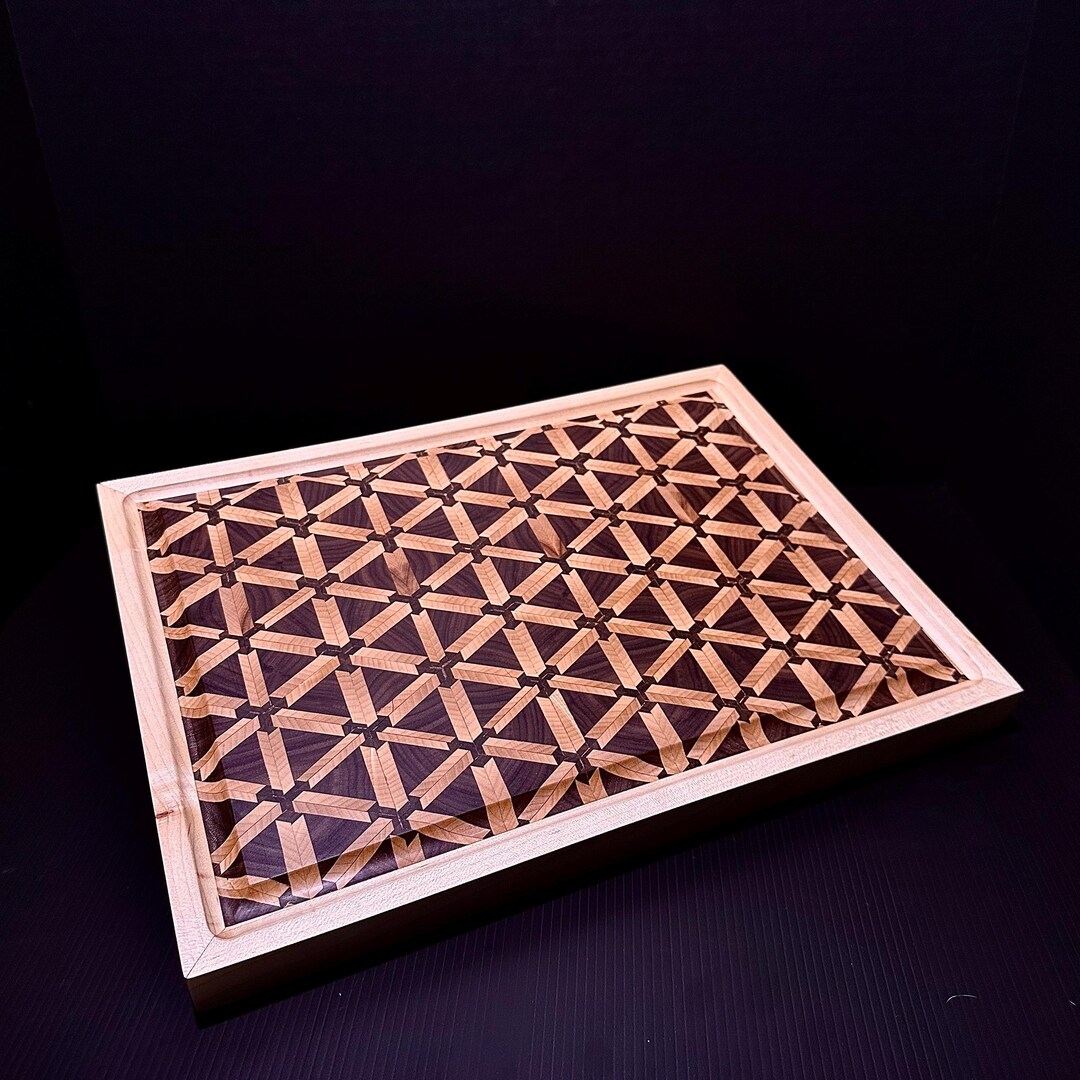 Handmade Maple & Walnut Cutting Board – Geometric Scaffolding Pattern ...