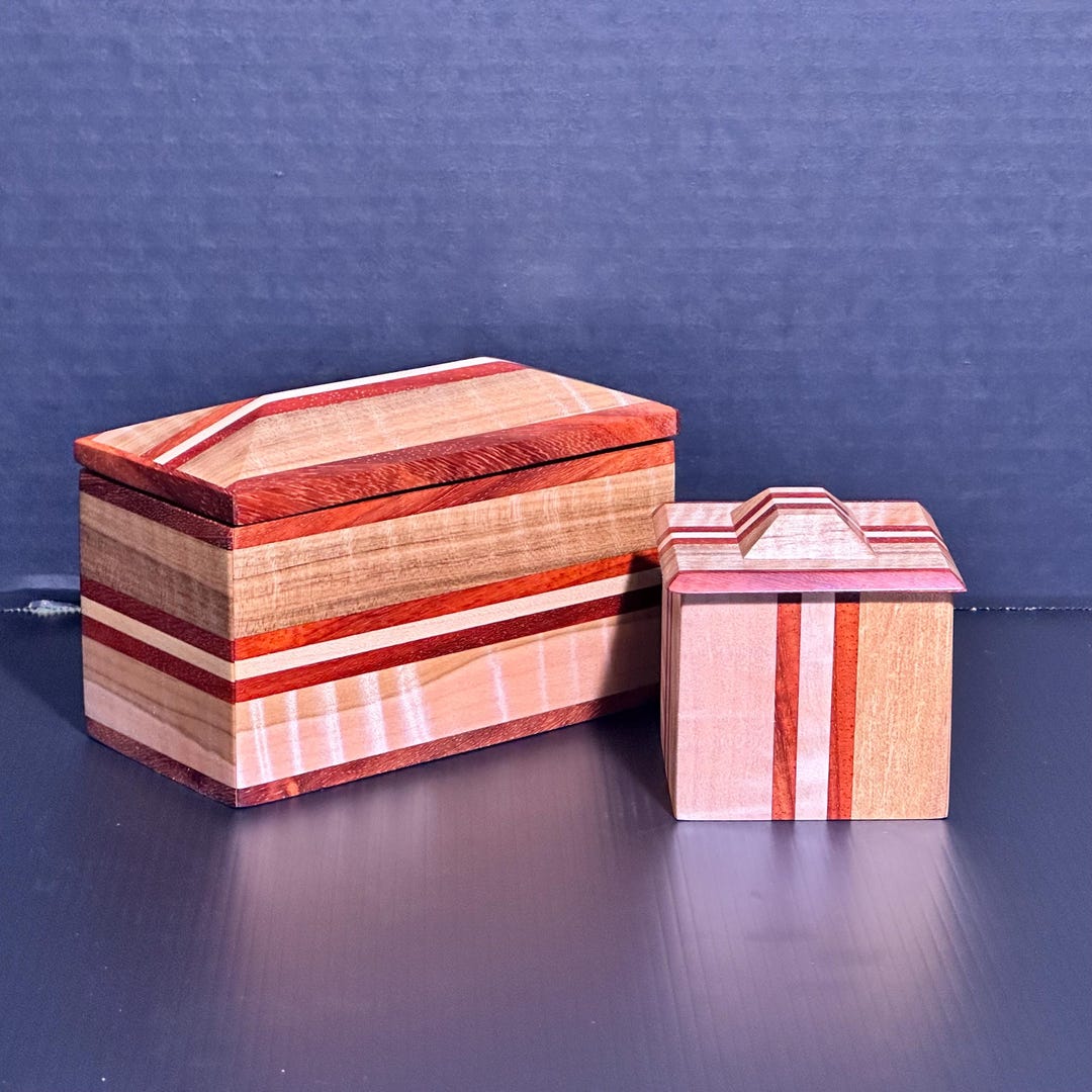 Handmade Curly Maple and Padauk Wood Box Set – Decorative Storage Boxes ...