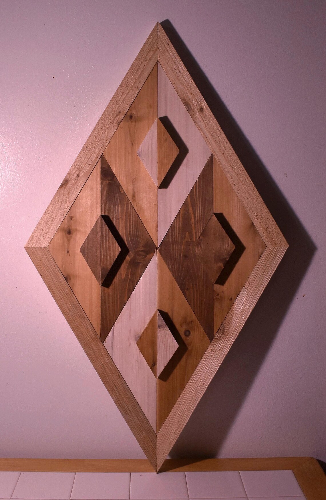 Handmade Rhombus Wall Decor, Wood Wall Art, Symmetrical Handmade ...