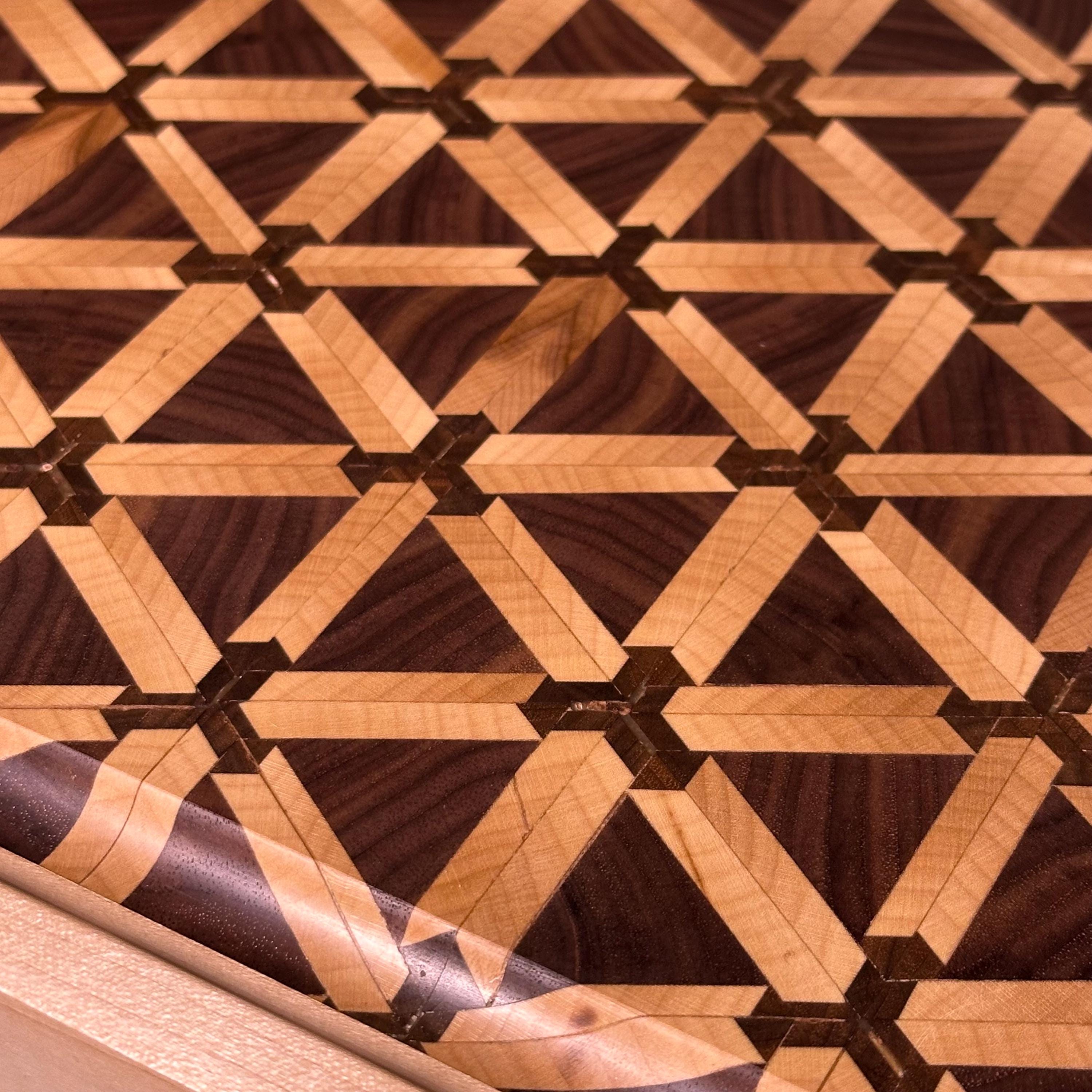 Handmade Maple & Walnut Cutting Board – Geometric Scaffolding Pattern ...