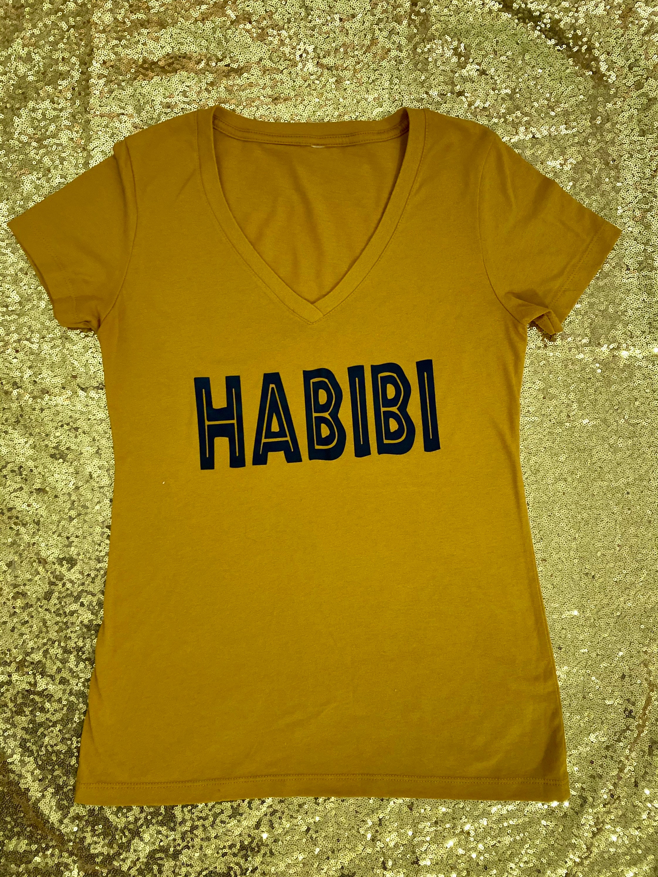 HABIBI my Love Belly Dance T-shirt. Mustard V-neck. - Etsy