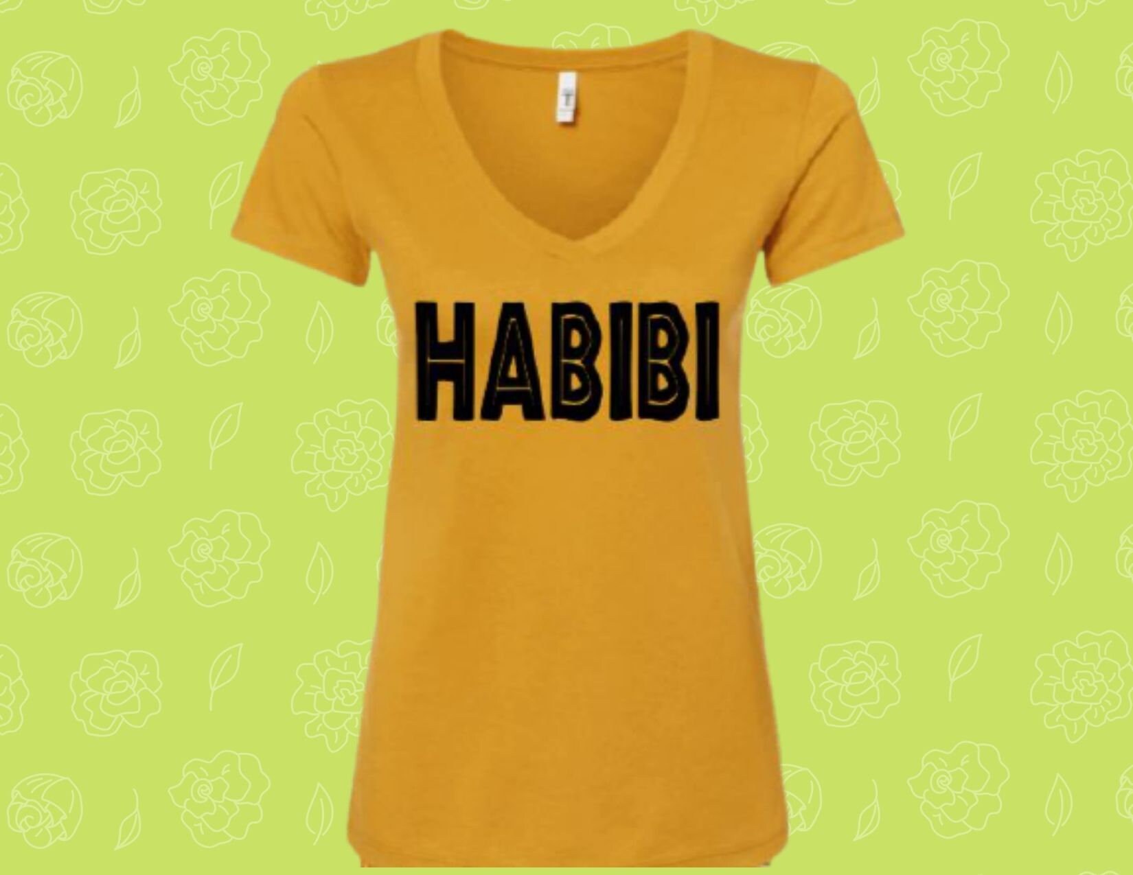 HABIBI my Love Belly Dance T-shirt. Mustard V-neck. - Etsy