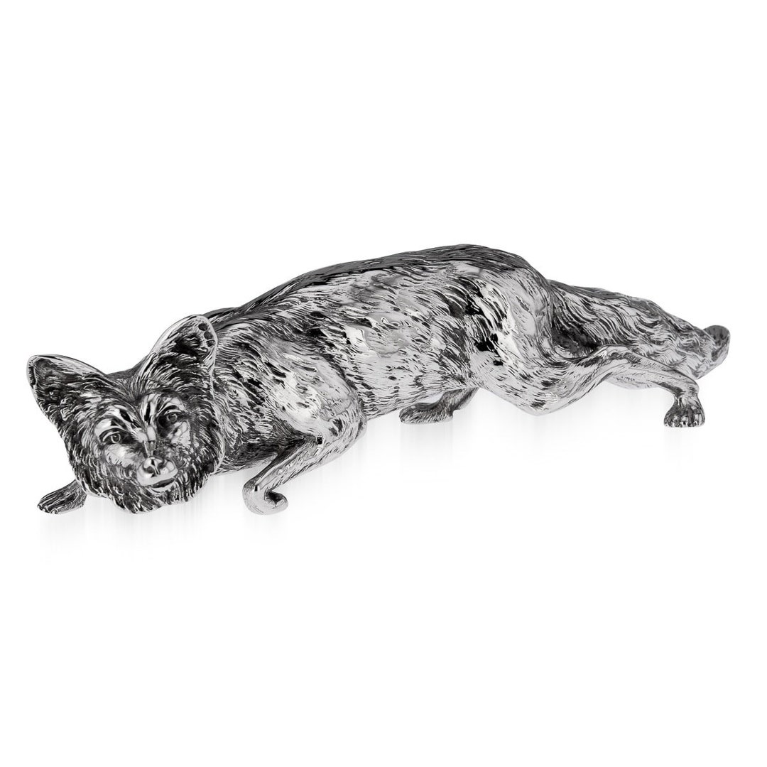 Antique 20th Century German Solid Silver Fox Table Ornament, Hanau C ...